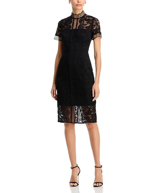 Eliza J Trim Detail Lace Dress In Black - 20% Off | Editorialist