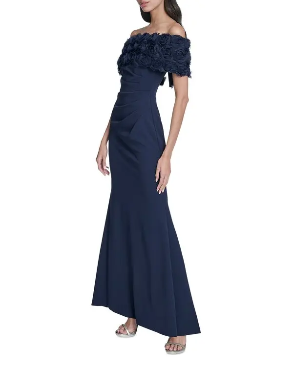 Eliza J Off-the-shoulder Side Tuck Gown