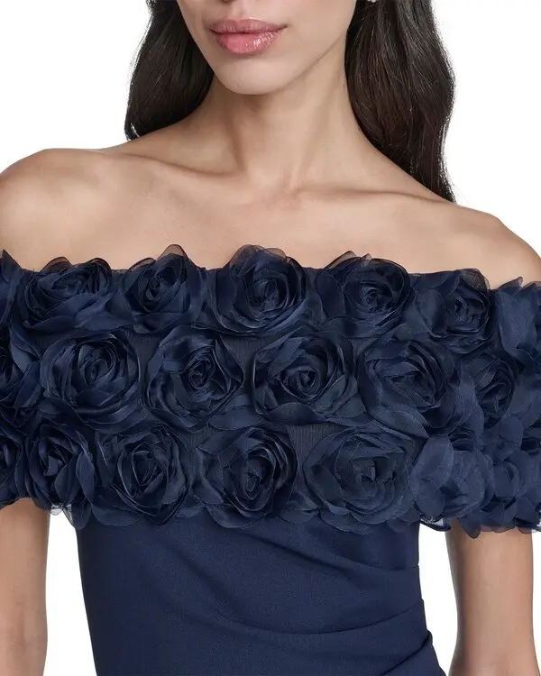 Eliza J Off-the-shoulder Side Tuck Gown