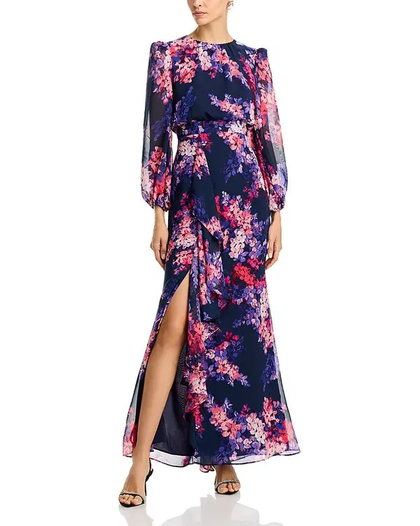 Eliza J Ruffled Long Sleeve Dress - Navy