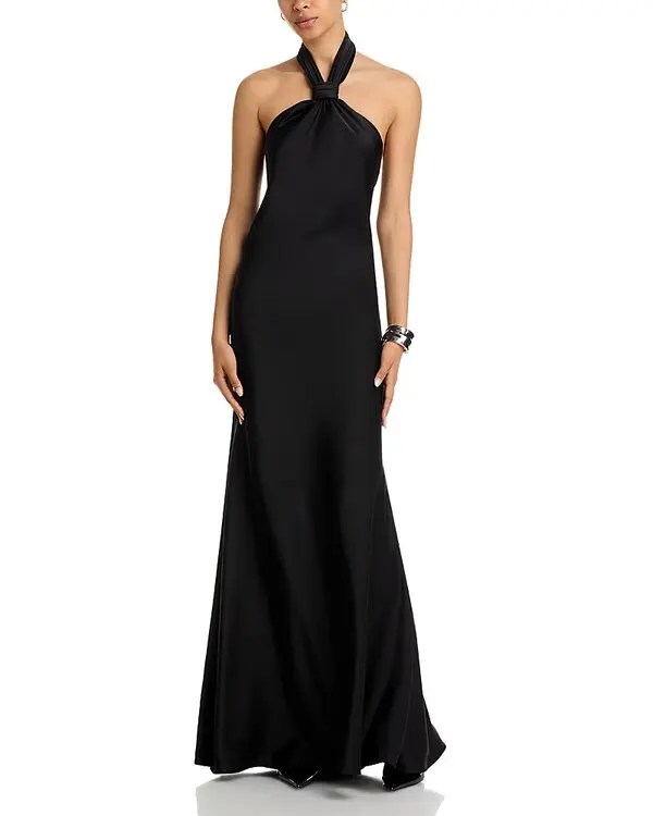 Aqua Knot Halter Gown - Black