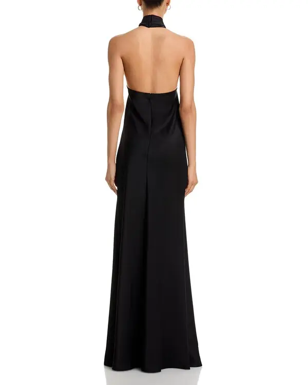 Aqua Knot Halter Gown - Black