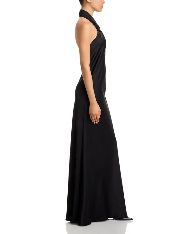 Aqua Knot Halter Gown - Black