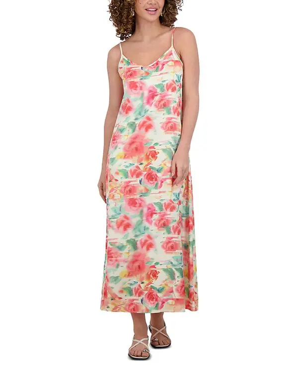 POINT Satin A-line Slip Dress - Brushed Floral