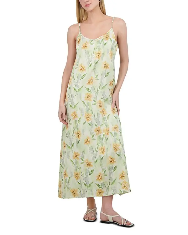 POINT Satin A-line Slip Dress - Dried Flowers