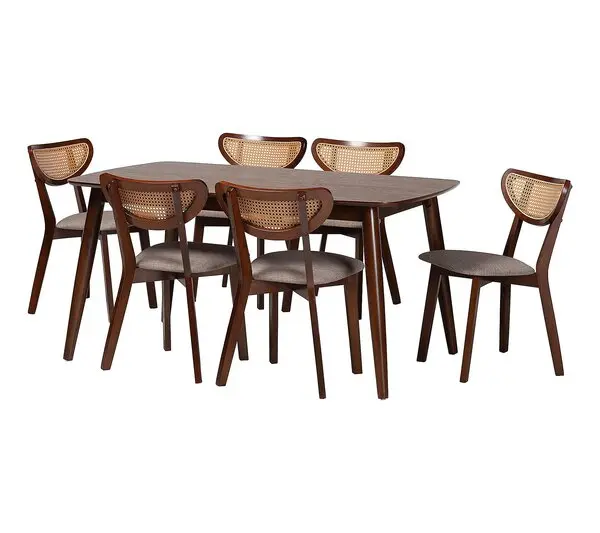 BAXTON STUDIO Dannell Fabric And Wood 7-piece D Ining Set - One-color