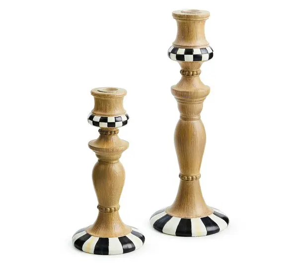 MACKENZIE-CHILDS Courtly Candlesticks, Set Of 2 - One-color