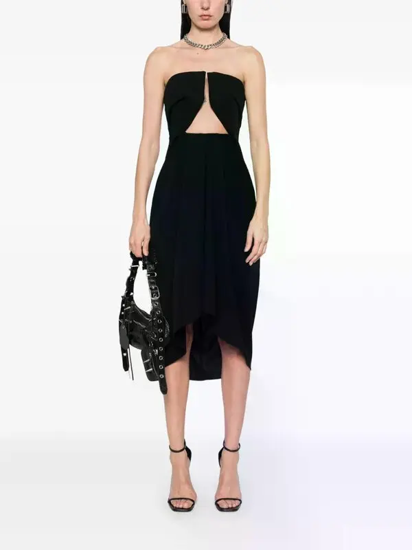 amphora asymmetric midi dress Scoop Neck, Open Back, Asymmetric Hem With Slit Detail Fit And Flare M   John Paul Ataker