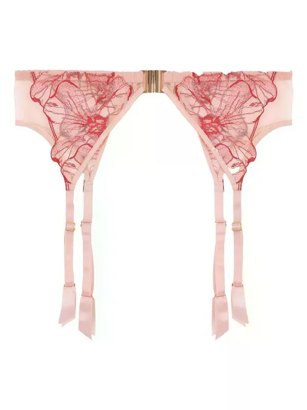 FLEUR OF ENGLAND Floral-lace Suspender Belt - Pink