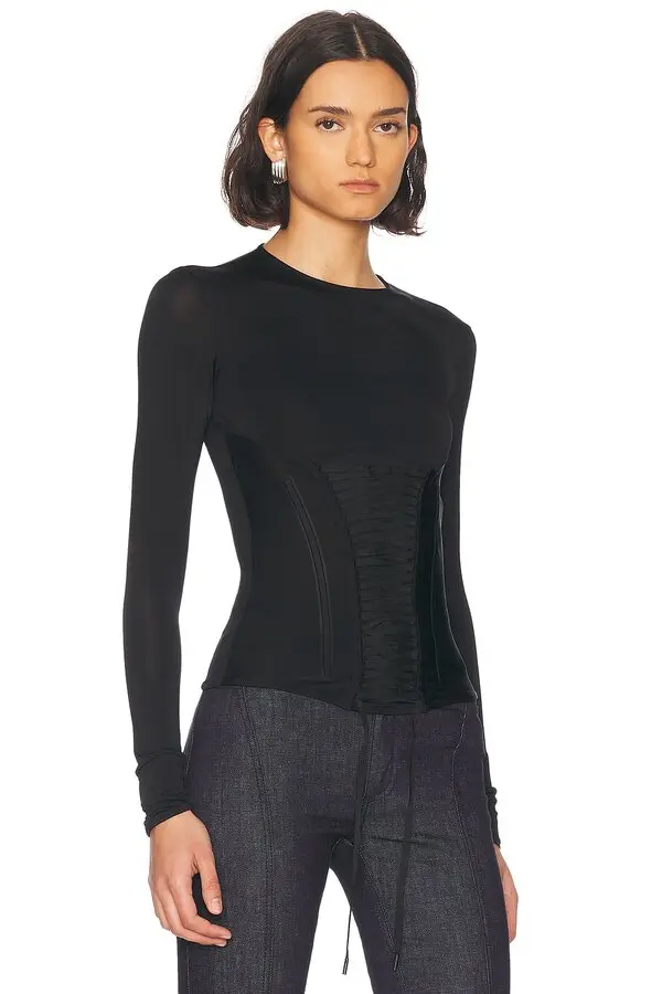 MUGLER Long Sleeve Corset Top