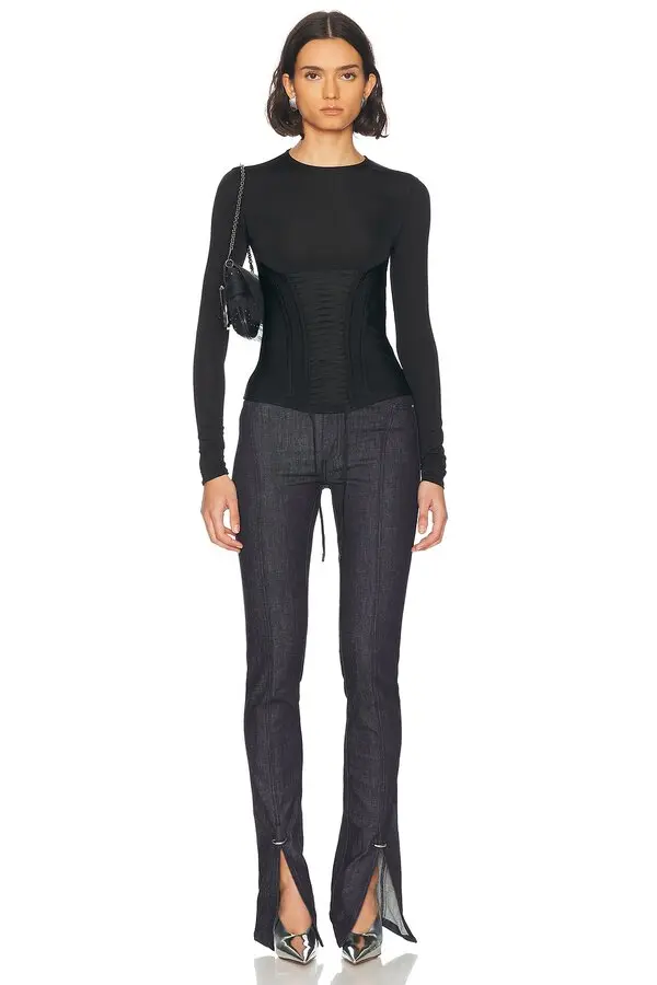 MUGLER Long Sleeve Corset Top
