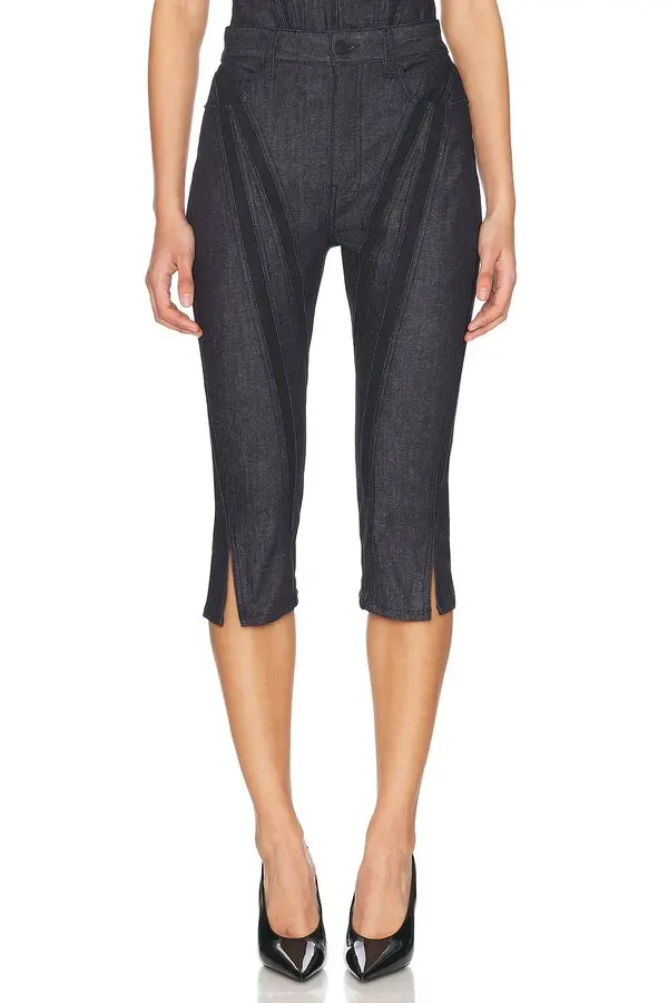MUGLER Capri Pant - Raw Blue & Black