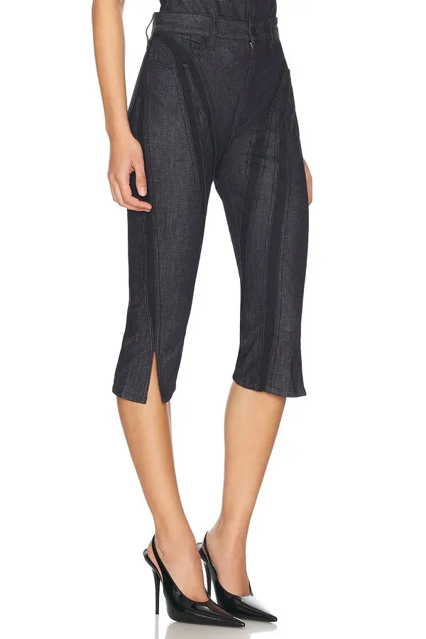 MUGLER Capri Pant - Raw Blue & Black