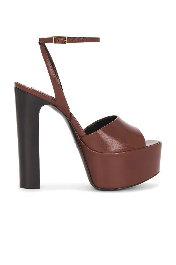 Saint Laurent Jodie Platform Sandals Aesthetic Brown Editorialist
