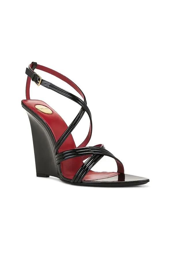 Saint Laurent Rossi Wedge Sandal - Nero