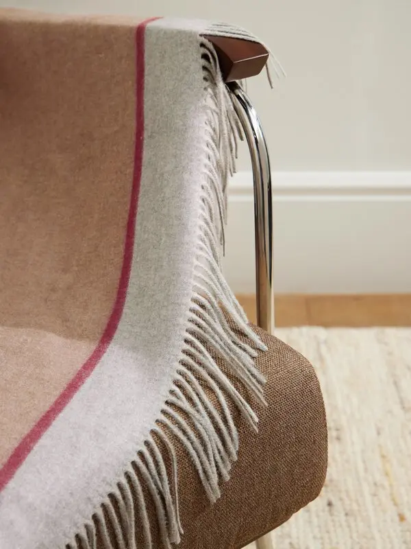 Brunello Cucinelli Fringed Colour-block Silk Blanket - Brown