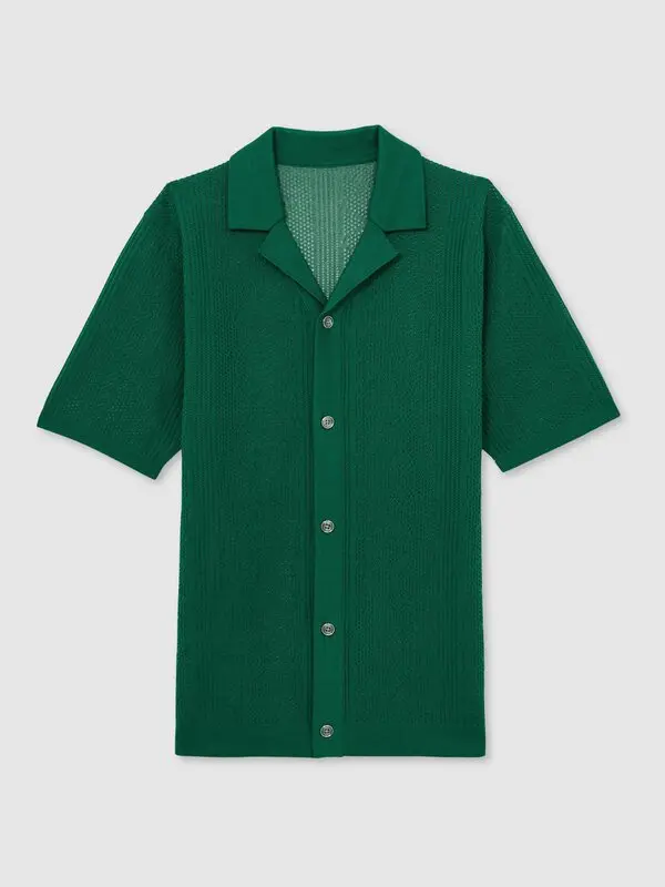 REISS Kipling Textured-knit Short-sleeve Shirt
