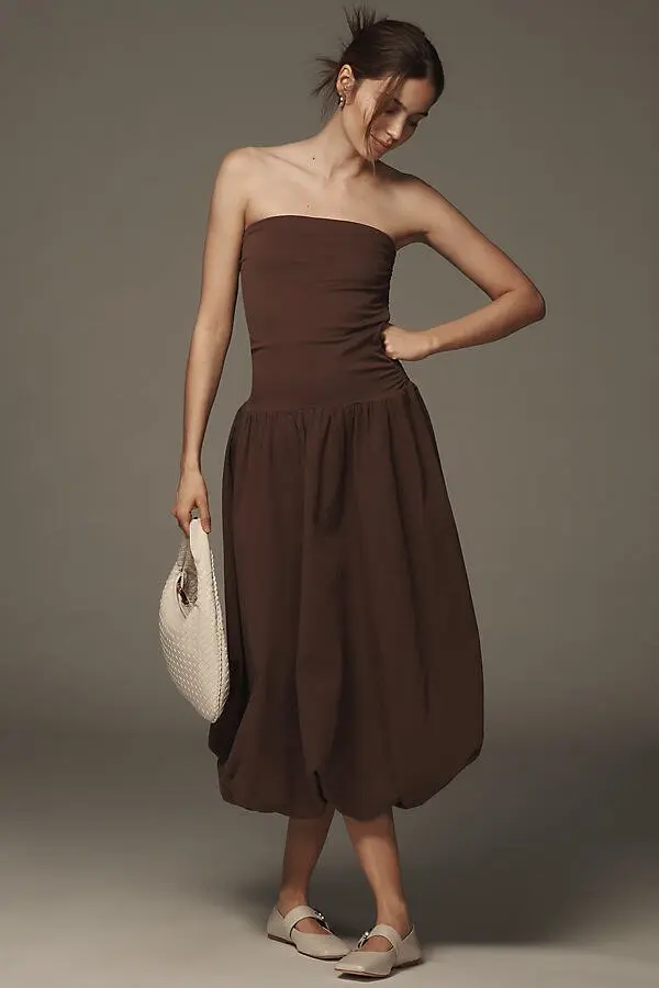 princess polly baby blue dress Chocolate Brown Long Sleeved Off-Shoulder Drop Waist Dress – The Shopaholic main image 0