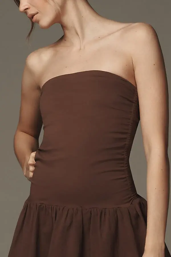 sachin and babi light blue dress Mare Mare Strapless Drop-Waist Midi Dress In Brown - 70% Off