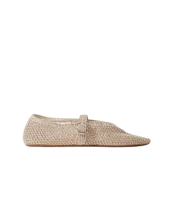 Alaïa Metallic Crocheted Ballet Flats
