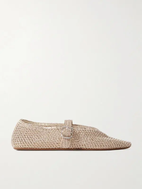 Alaïa Metallic Crocheted Ballet Flats
