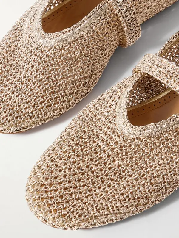 Alaïa Metallic Crocheted Ballet Flats