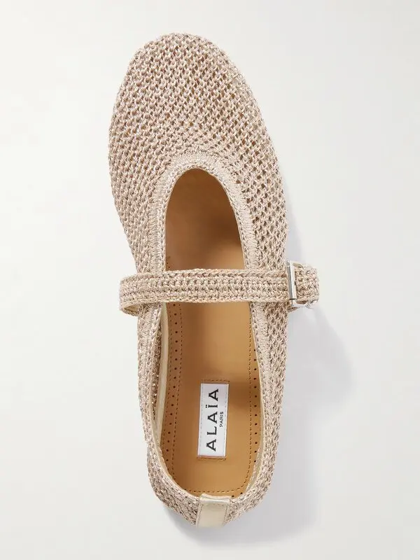Alaïa Metallic Crocheted Ballet Flats
