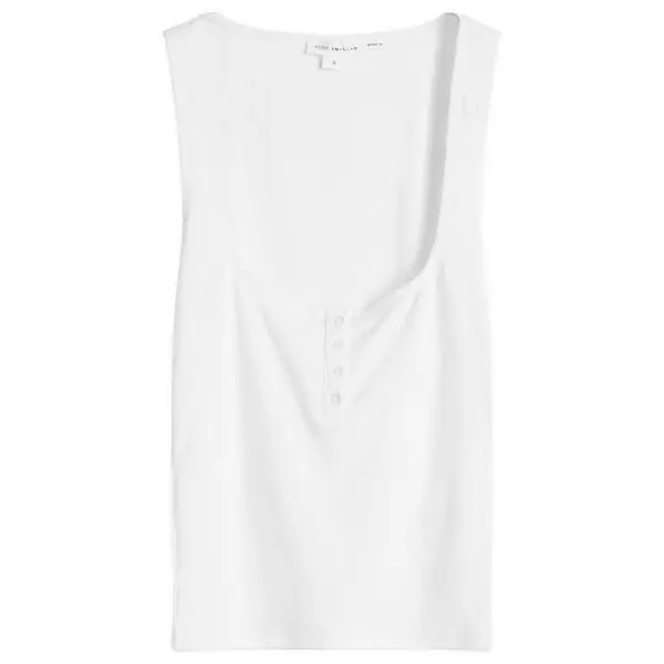 Good American Pointelle Henley Tank Top