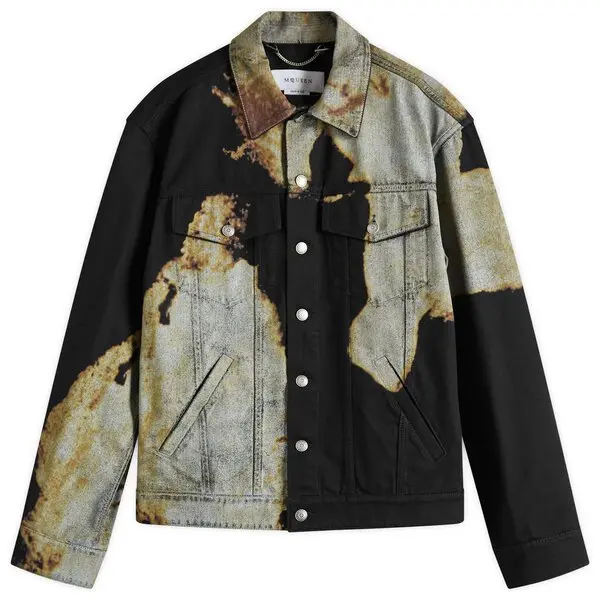 Alexander McQueen Acid Treatment Denim Jacket - Black/ivory