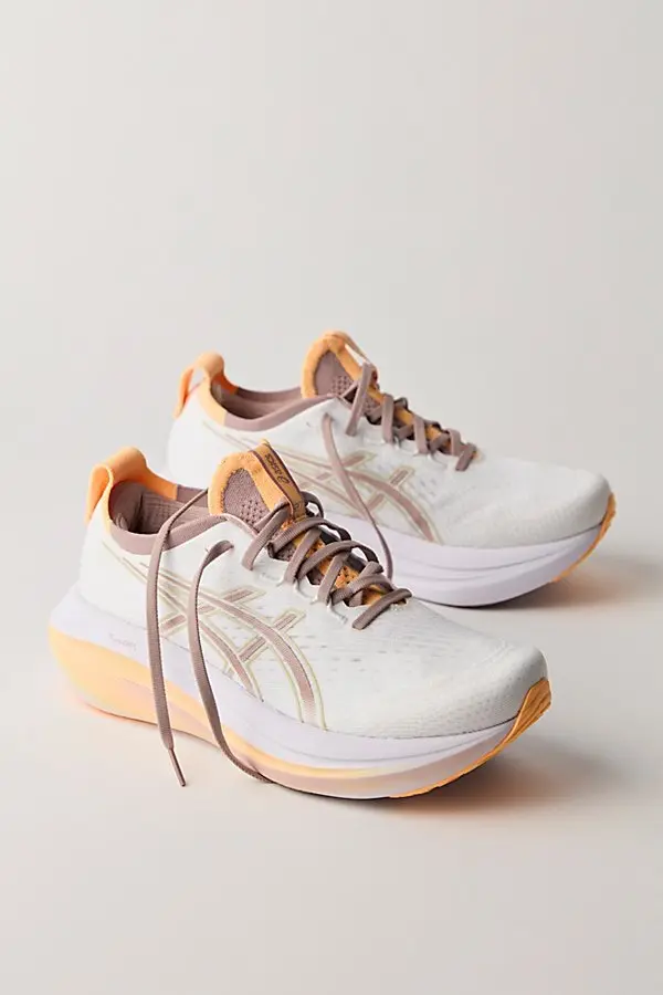 Asics Gel-nimbus 27 Knit Upper Sneakers - White/fawn