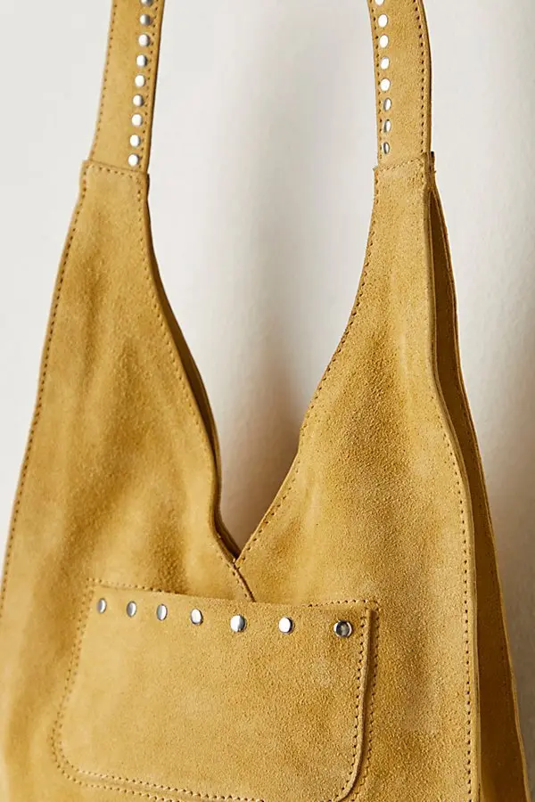 Free People Knox Studded Suede Shoulder Bag - Butter