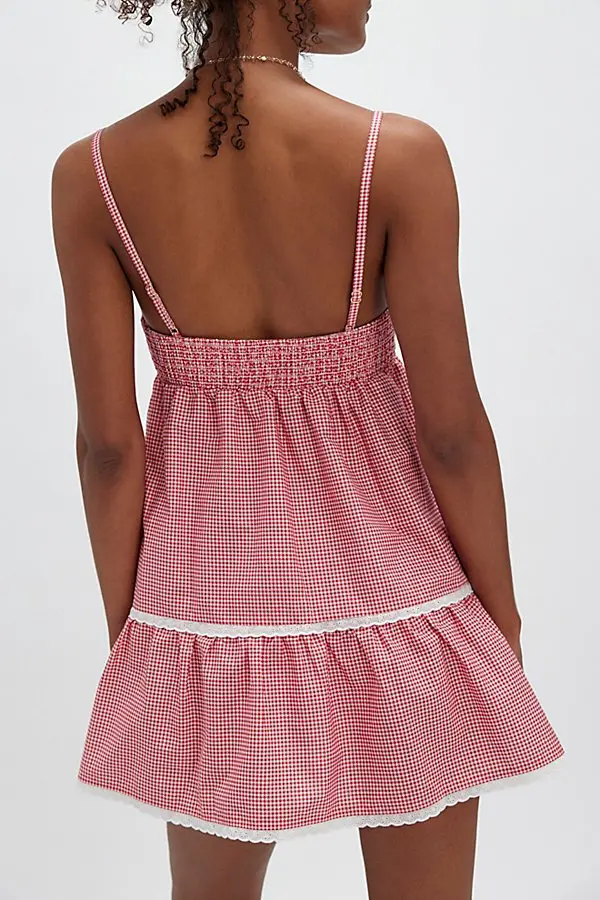 knee length dresses for ladies Baby Gingham Mini Dress