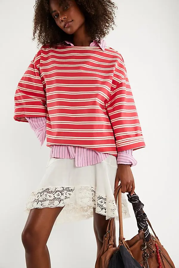 Free People Intimately Midnight Muse Mini Slip Skirt With Crochet Trim - Sugar Swizzle