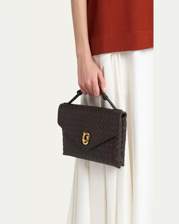Bottega Veneta Knot Lock Intrecciato Leather Bag - Fondant