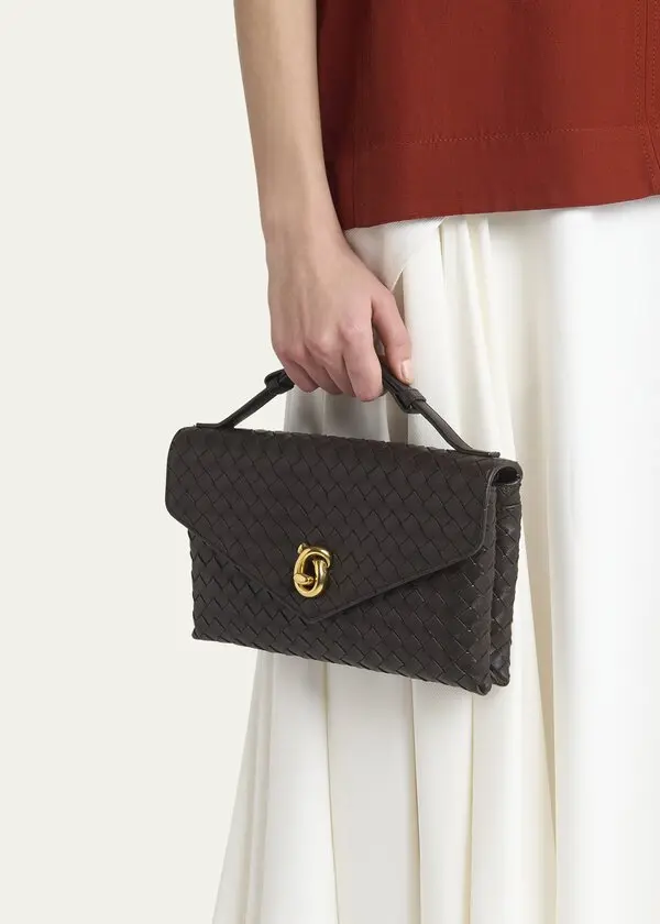 Bottega Veneta Knot Lock Intrecciato Leather Bag - Fondant