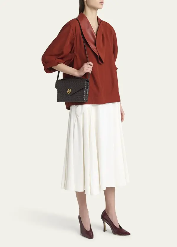 Bottega Veneta Knot Lock Intrecciato Leather Bag - Fondant