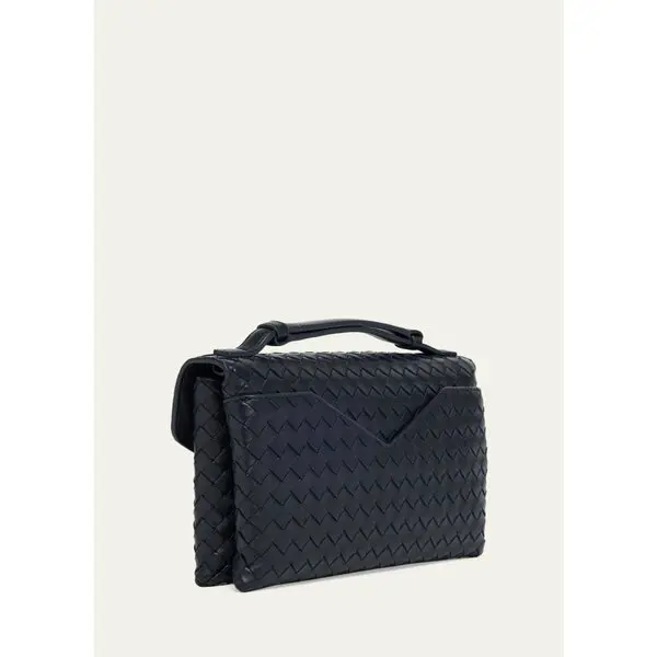 Bottega Veneta Knot Lock Intrecciato Leather Bag - Midnight
