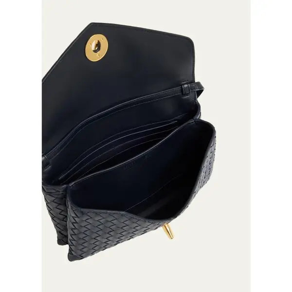 Bottega Veneta Knot Lock Intrecciato Leather Bag - Midnight