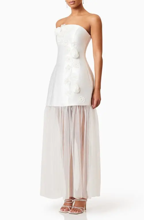 ELLIATT Oleander Floral Appliqué Strapless Mini Dress