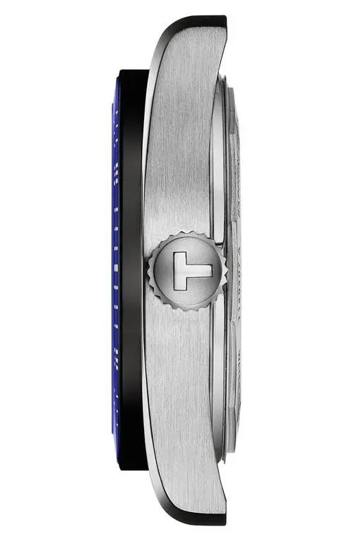 TISSOT Pr516 Powermatic 80 Automatic Leather Strap Watch - Blue