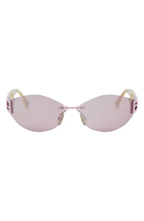 Fendi 74mm Oversize Geometric Sunglasses - Pink / Other / Violet