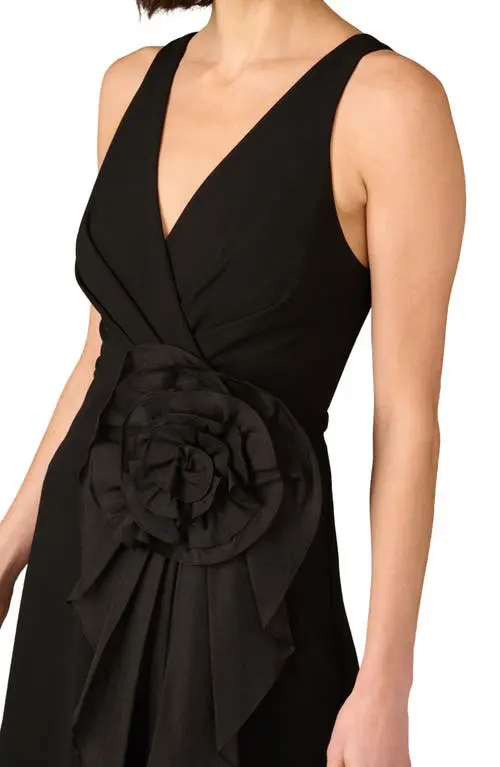 Adrianna Papell Floral Detail Crepe Cocktail Dress In Black - 35% Off |  Editorialist