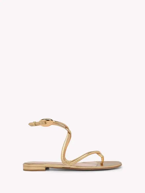 GIANVITO ROSSI Jungle Mamba Flat Sandals - Metallic Gold Leather