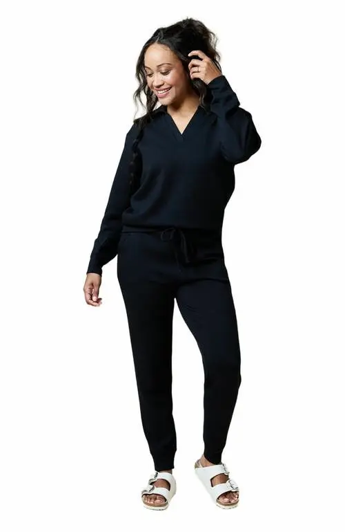 SOFTIES Athleisure Dreamtech Johnny Collar Jogger Set - Black