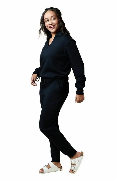 SOFTIES Athleisure Dreamtech Johnny Collar Jogger Set - Black