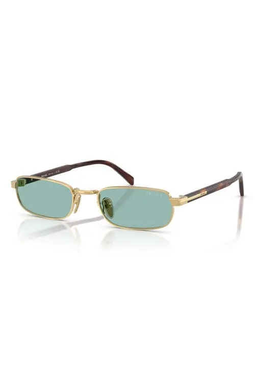 Prada 54mm Rectangular Sunglasses - Gold /petrol Green
