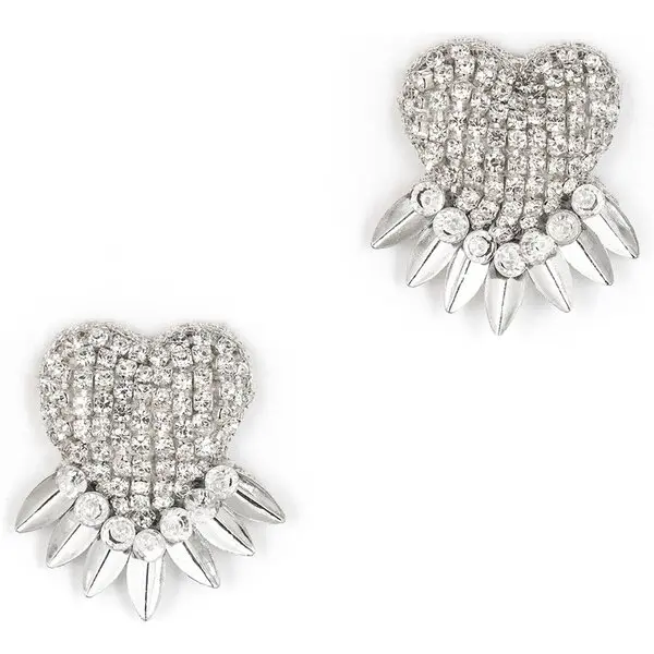 Deepa Gurnani Danira Crystal Heart Earrings - Silver