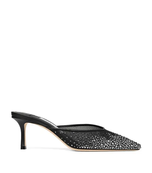 JIMMY CHOO Vivi 65 Mesh Embellished Mules
