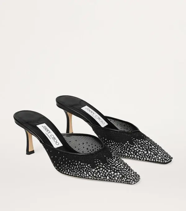 JIMMY CHOO Vivi 65 Mesh Embellished Mules