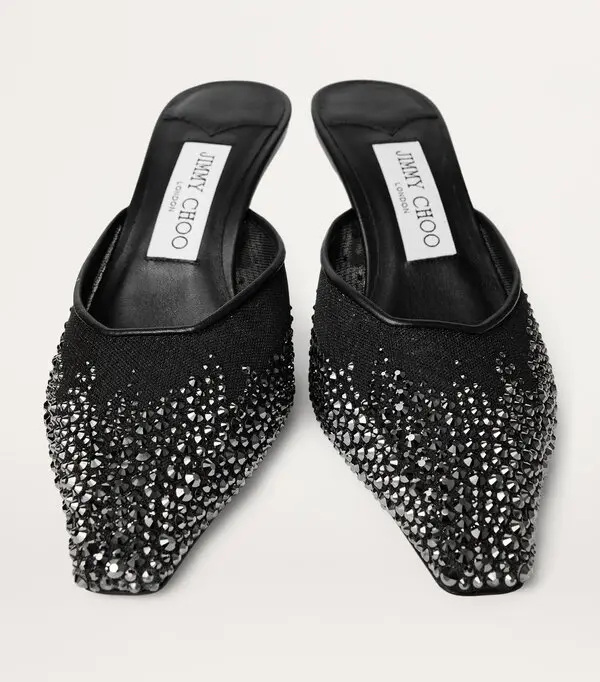 JIMMY CHOO Vivi 65 Mesh Embellished Mules